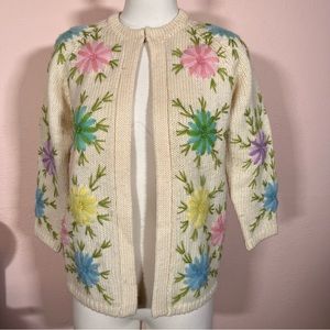 Vintage | Sweaters | Vintage 4 50 Retro Cottagecore Hand Embroidered ...